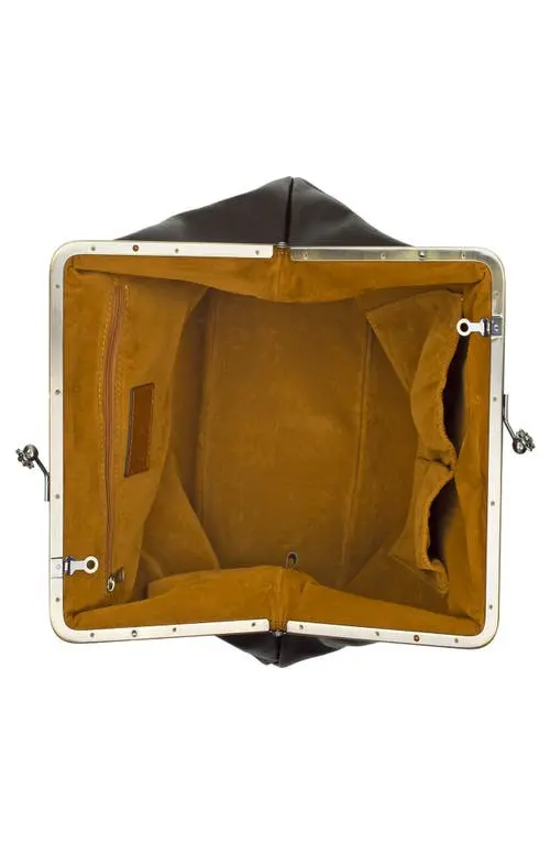 PATRICIA NASH Vivienne Frame Leather Clutch - Chocolate