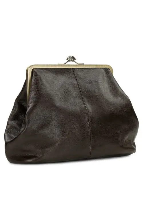 PATRICIA NASH Vivienne Frame Leather Clutch - Chocolate