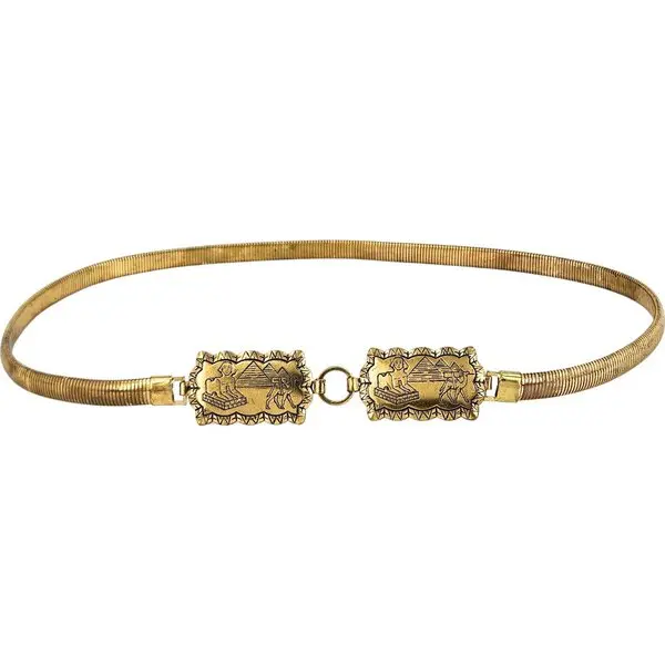MADISON BEVERLY HILLS Vintage 1970s Egyptian Revival Brass Stretch Belt