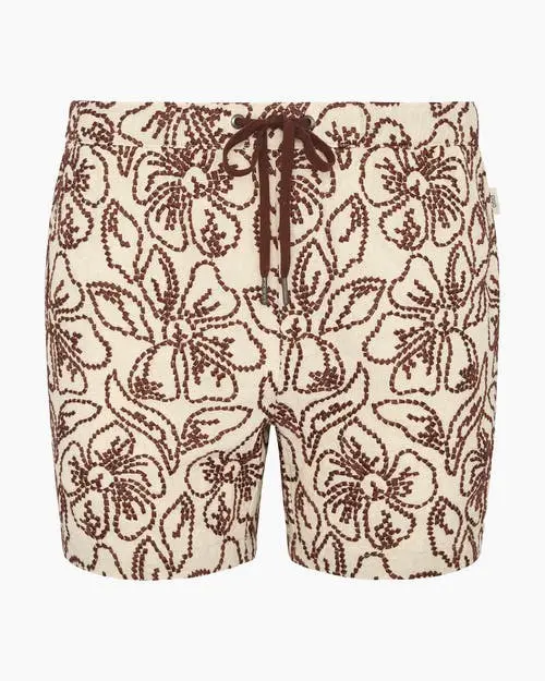 Onia Hibiscus Embroidered Luca Pull-on Short