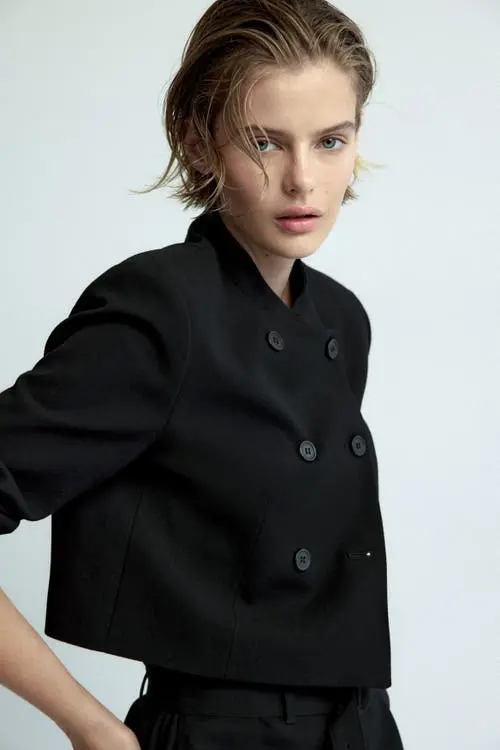 H&M Double-breasted Crop Jacket
