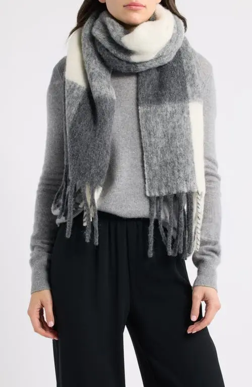 Eileen Fisher Check Alpaca & Virgin Wool Blend Scarf - Plaster