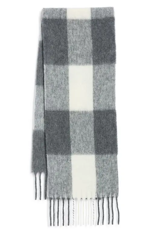 Eileen Fisher Check Alpaca & Virgin Wool Blend Scarf - Plaster