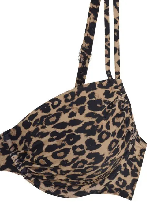 LASCANA Leopard Print Underwire Bikini Top Bra-sized