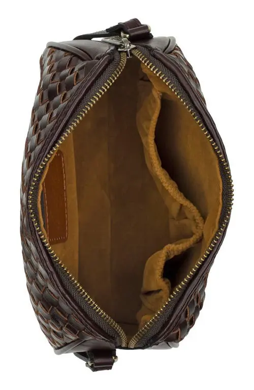 PATRICIA NASH Romy Woven Leather Crossbody Bag - Chocolate