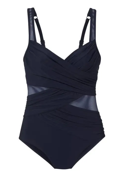 LASCANA Mesh Detail Tummy Control One Piece Swimsuit Bra-sized