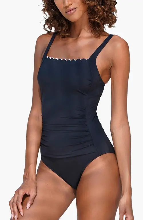 LASCANA Scalloped Tummy Control One Piece Swimsuit Bra-sized