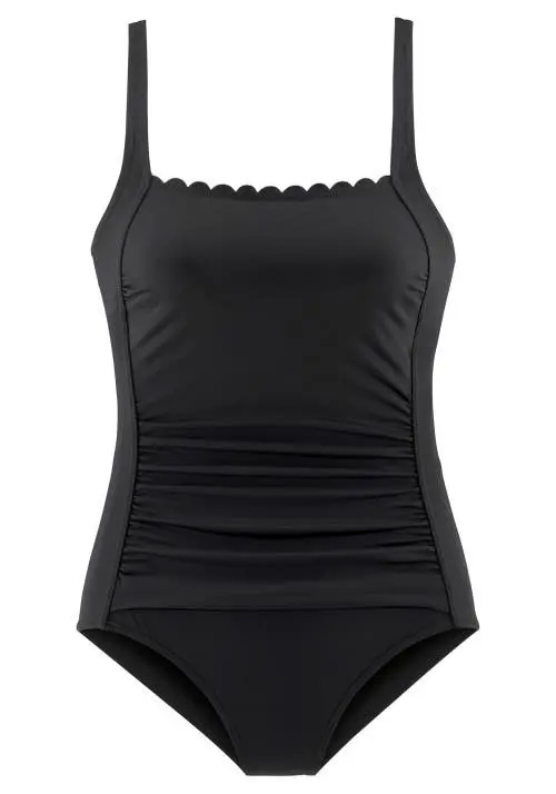 LASCANA Scalloped Tummy Control One Piece Swimsuit Bra-sized
