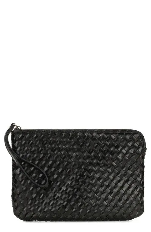 PATRICIA NASH Leisha Woven Leather Wristlet - Black