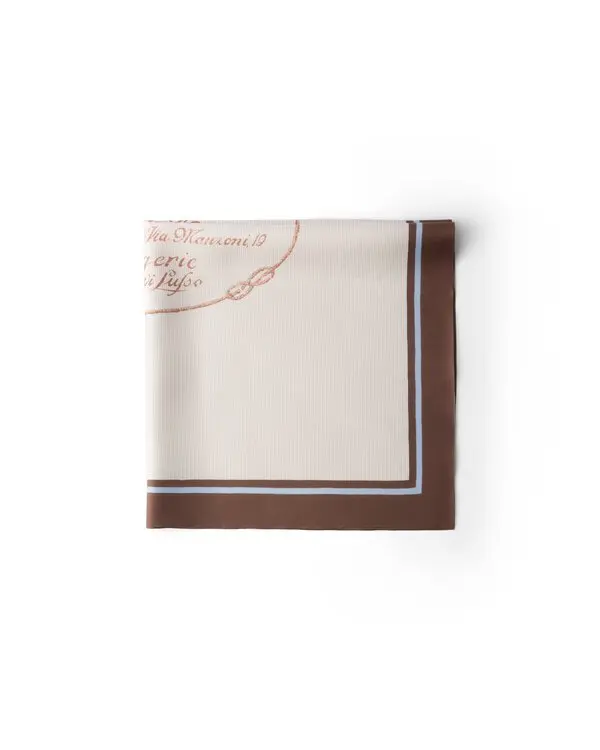 Prada Printed Twill Scarf - Brown