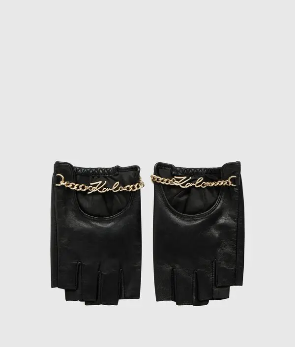 Karl Lagerfeld K/signature Chain Fingerless Gloves - Black