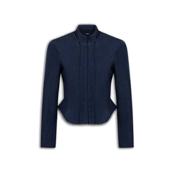 NOCTURNE Loop Trim Peplum Jacket - Blue
