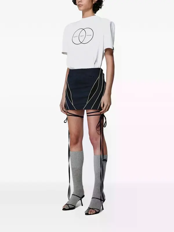SRVC STUDIO Graphic-print Shoulder-pad T-shirt - White