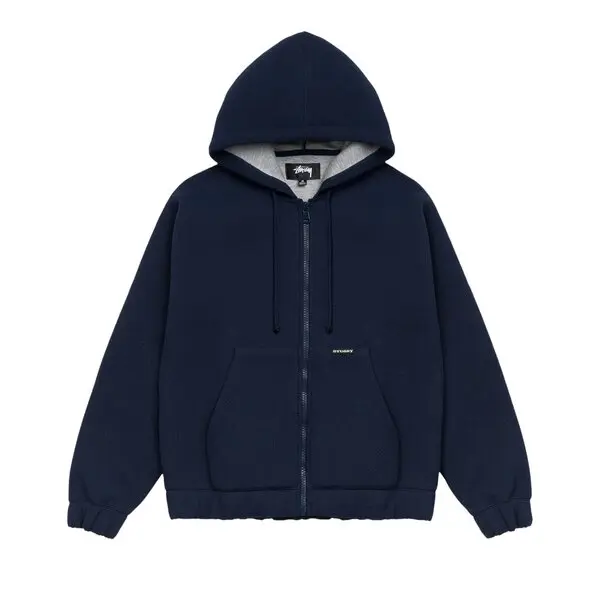 StÜssy Bonded Jersey Zip Hoodie 'navy