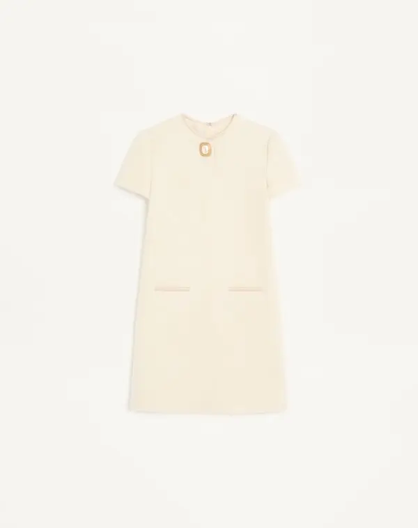 Valentino Garavani Short Dress In Little Square Tweed - Vanilla