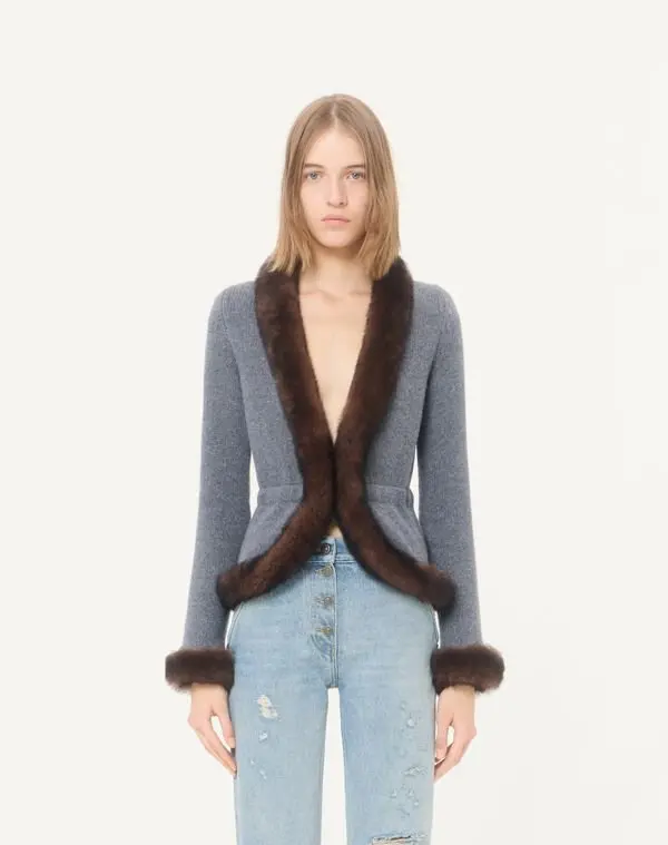 Valentino Garavani Cashmere Jacket With Shearling Trim