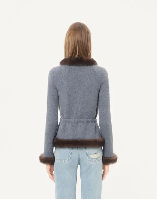 Valentino Garavani Cashmere Jacket With Shearling Trim