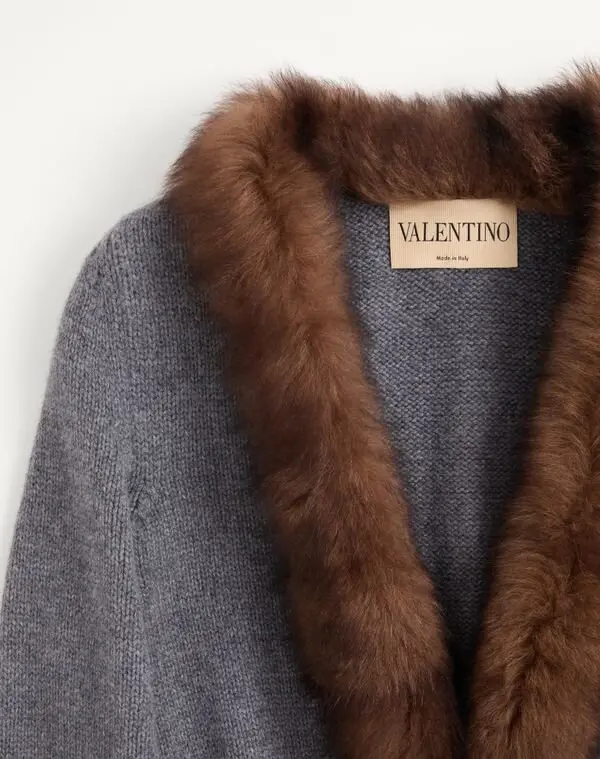 Valentino Garavani Cashmere Jacket With Shearling Trim