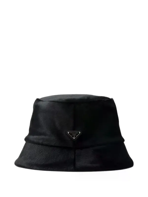 Prada Calf Hair Leather Bucket Hat - Black