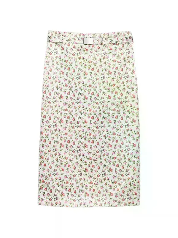 Prada Printed Silk Duchesse Midi Skirt