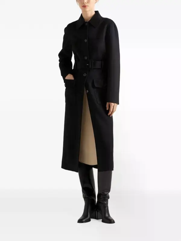 Prada Single-breasted Double-cloth Overcoat