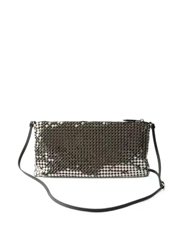 Prada Small Satin And Metal Mesh Shoulder Bag - Silver