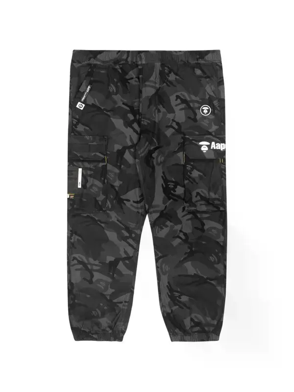 AAPE BY *A BATHING APE Camo-print Cargo Tapered Trousers - Black