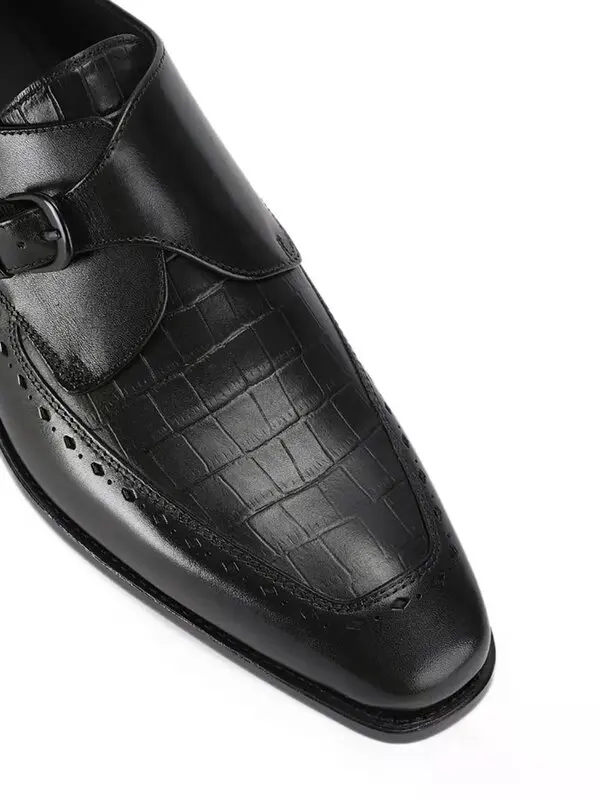 Kurt Geiger Beaumont Croc-embossed Monk Shoes