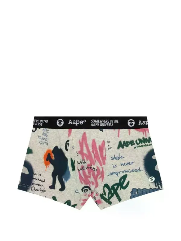 AAPE BY *A BATHING APE Moonface Graffiti-print Boxer Shorts - Grey