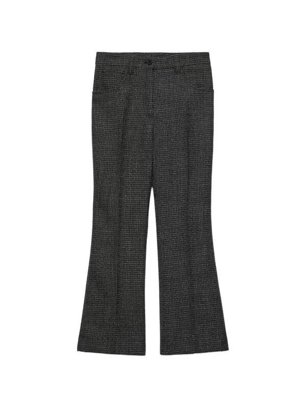 Prada Mouliné Gingham Check Pants - Grey