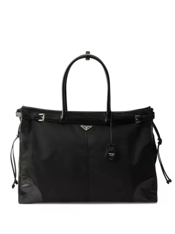 Prada Bonnie Re-nylon And Leather Tote Bag - Black