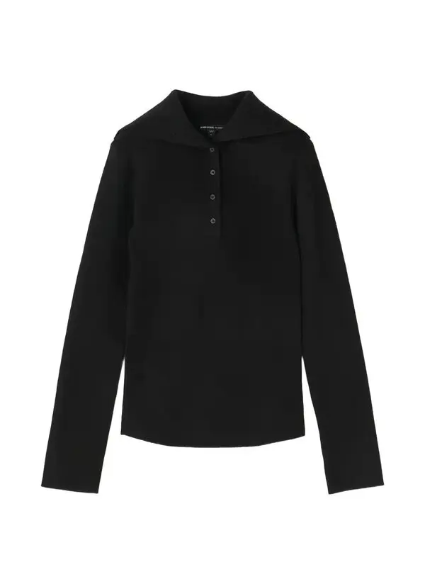 JAMES PERSE Funnel-neck Button-up Sweater - Black