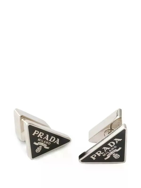Prada Enameled Metal Earrings - Silver