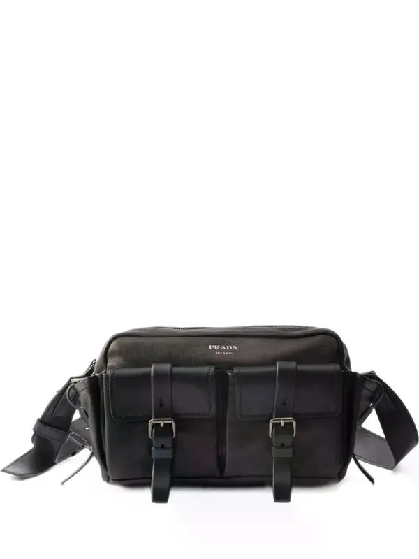 Prada Route Leather Shoulder Bag - Black