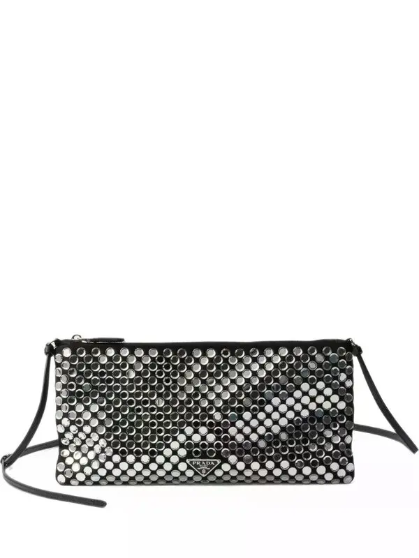 Prada Small Satin And Crystal Shoulder Bag - Silver