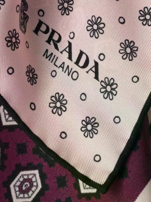 Prada Printed Silk Twill Scarf 55 - Purple