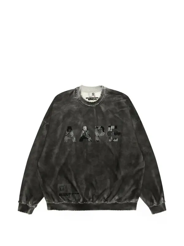 AAPE BY *A BATHING APE X Alpha Industries Logo-print Washed Sweatshirt - Black