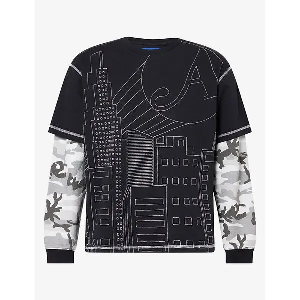 AWAKE NY Skyline Waffle Long-sleeve Cotton Top