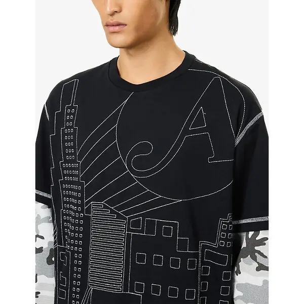 AWAKE NY Skyline Waffle Long-sleeve Cotton Top