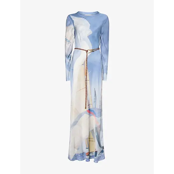 Zimmermann Clash Sail Sheath Graphic-print Woven Maxi Dress