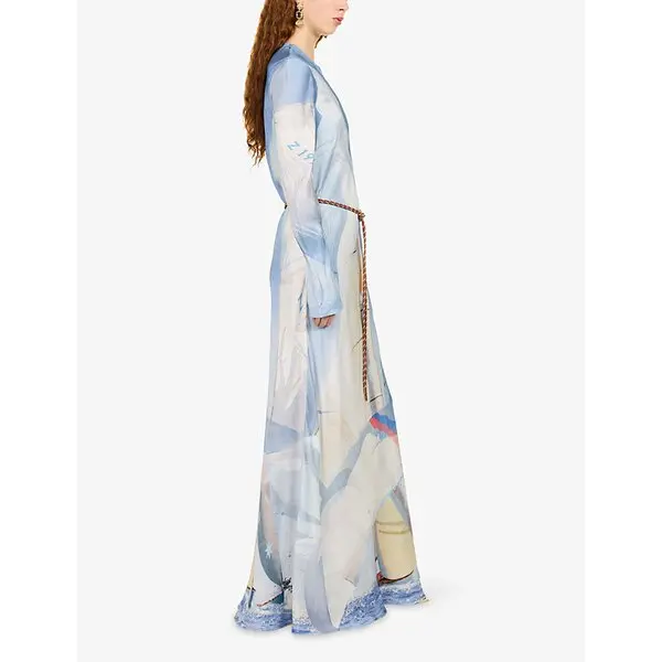 Zimmermann Clash Sail Sheath Graphic-print Woven Maxi Dress