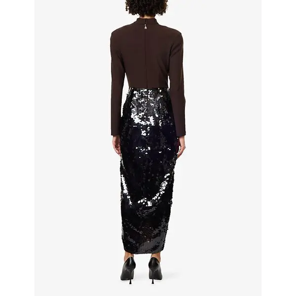 ROTATE BY BIRGER CHRISTENSEN Linetta Knotted Sequin Midi Dress