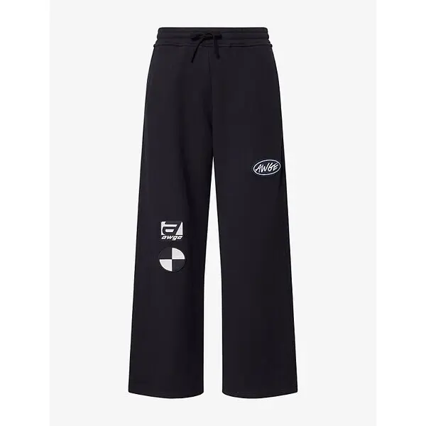 AWGE Graphic-print Relaxed-fit Cotton Jogging Bottoms - Black