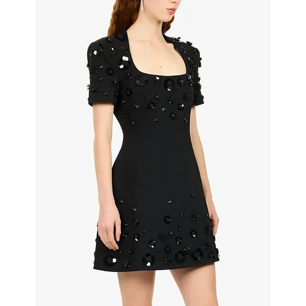 Oddmuse Applique Embellished Cotton-blend Mini Dress
