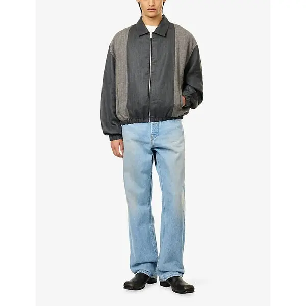 AWGE Zip Striped Wool And Linen Shirt Jacket