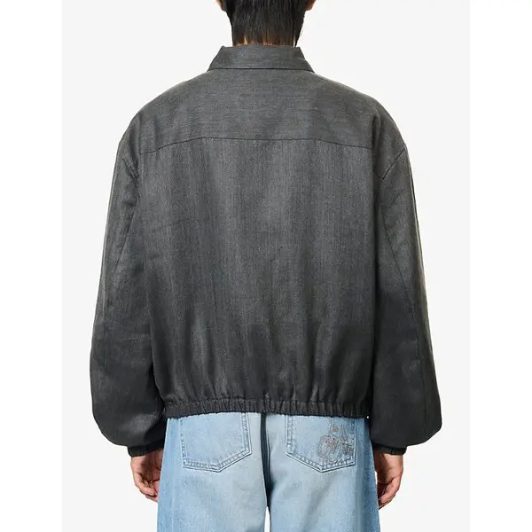 AWGE Zip Striped Wool And Linen Shirt Jacket