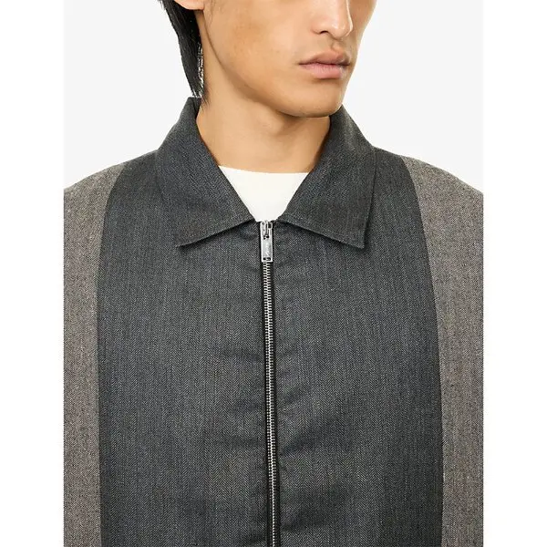 AWGE Zip Striped Wool And Linen Shirt Jacket