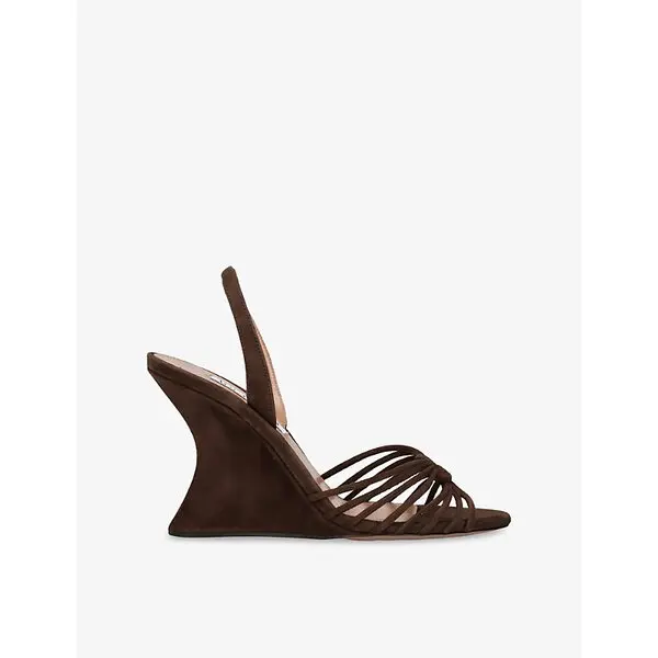 AQUAZZURA Serenity 95 Suede Slingback Wedges