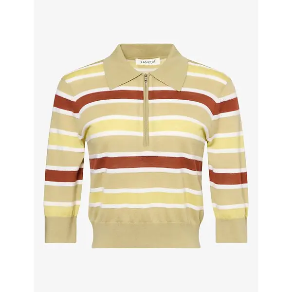 ZANKOV Davidoff Stripe Wool Polo Top