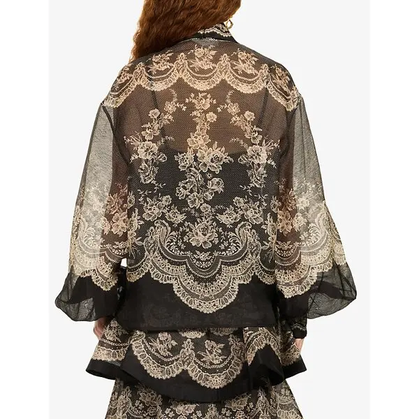 Zimmermann Clash Tie Printed Linen And Silk Blouse